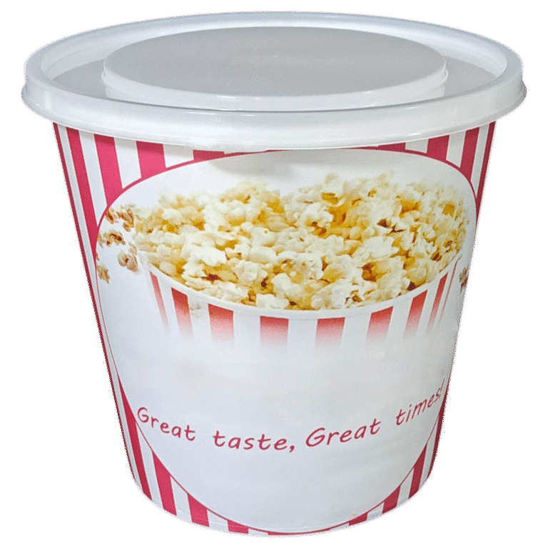 85oz Plastic PopCorn Bucket with Lid - Divan Packaging